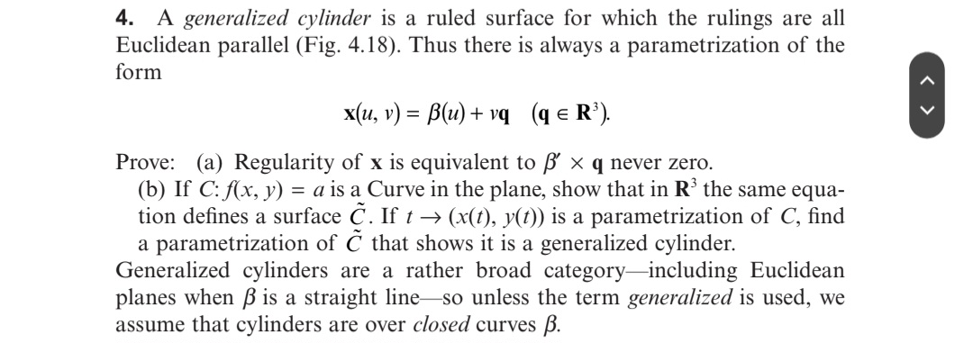 Solved 4. A generalized cylinder is a ruled surface for | Chegg.com