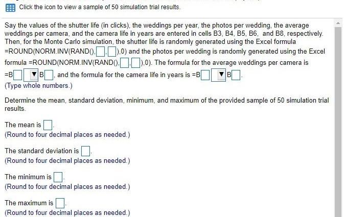 275. Develop a simulation model using 50 trials to | Chegg.com