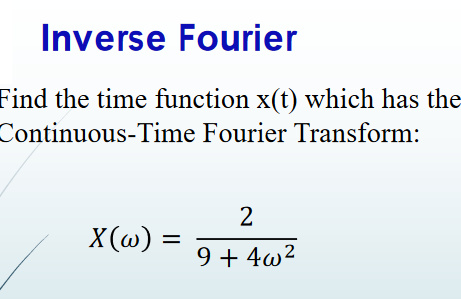 Solved find the time function x(t) which has the | Chegg.com