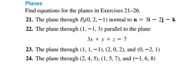 Solved Planes Find equations for the planes in Exercises | Chegg.com
