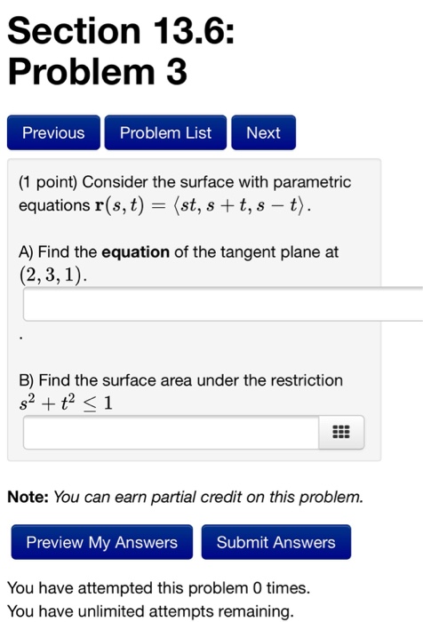 Solved Consider the surface with parametric equations r(s, | Chegg.com