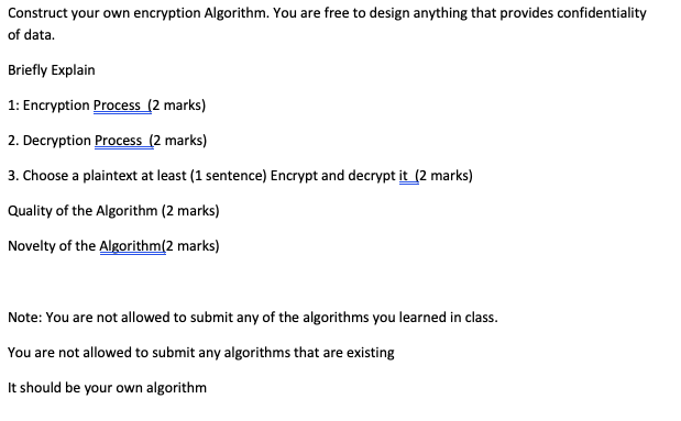 Solved Construct your own encryption Algorithm. You are free | Chegg.com