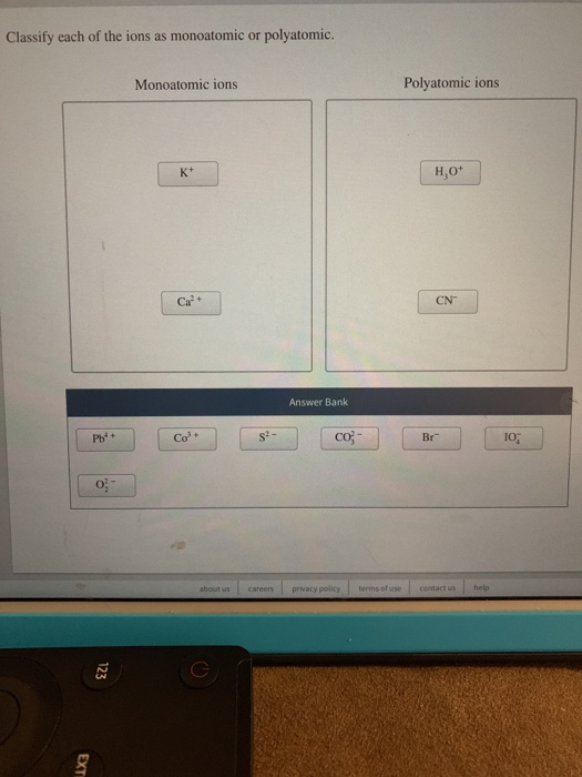 Solved Classify each of the ions as monoatomic or | Chegg.com