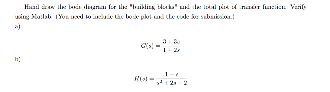 Solved Hand draw the bode diagram for the "building blocks" | Chegg.com
