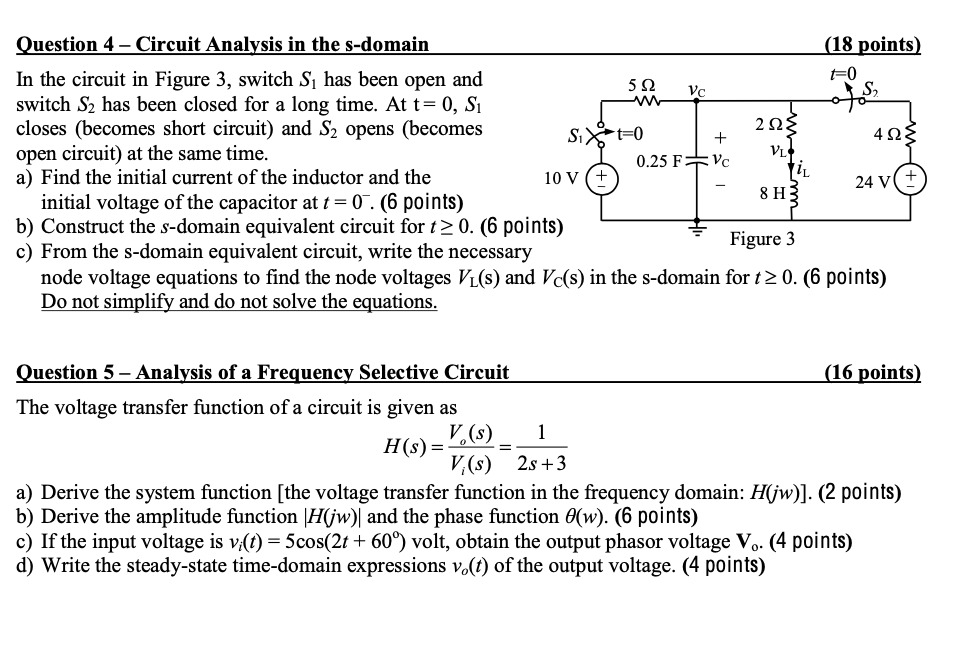 Solved Vc + Question 4 - Circuit Analysis in the s-domain | Chegg.com