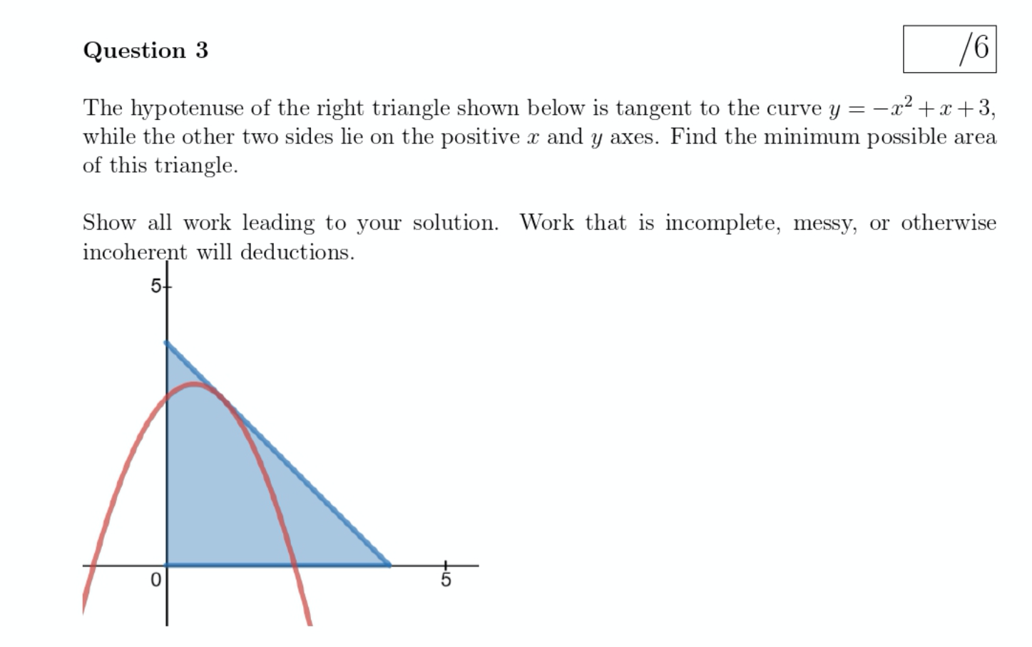 Solved Question 3 /6 The hypotenuse of the right triangle | Chegg.com
