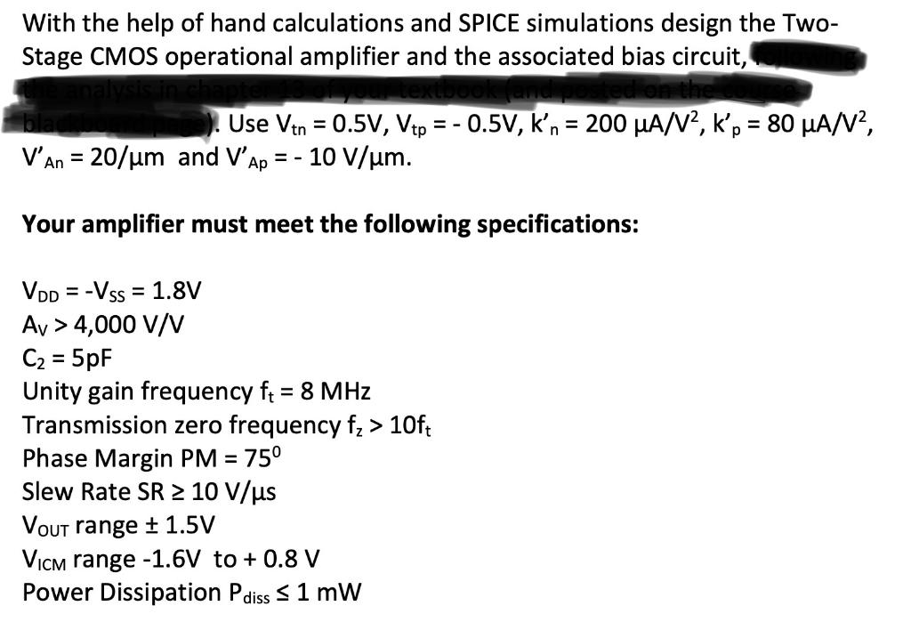 With the help of hand calculations and SPICE | Chegg.com