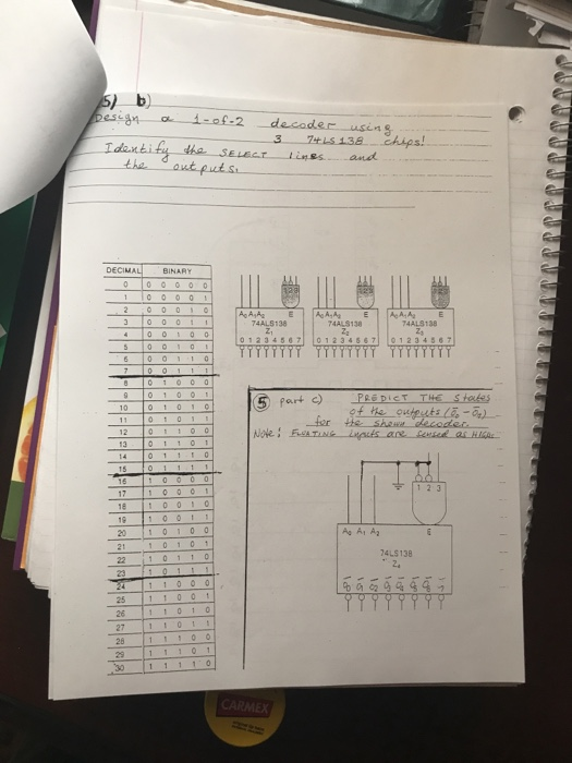 Solved the ant puts DECIMAL 110 000 3 O 001 74ALS138 Z1 | Chegg.com