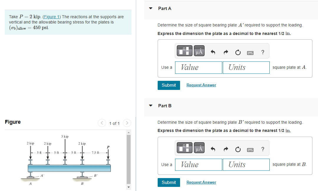 [Solved]: Take P=2kip. The reactions at the supports are v