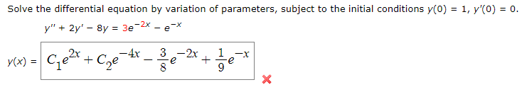 Solved Solve the differential equation by variation of | Chegg.com