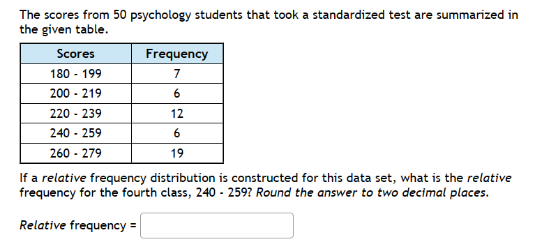 Solved The scores from 50 ﻿psychology students that took a | Chegg.com