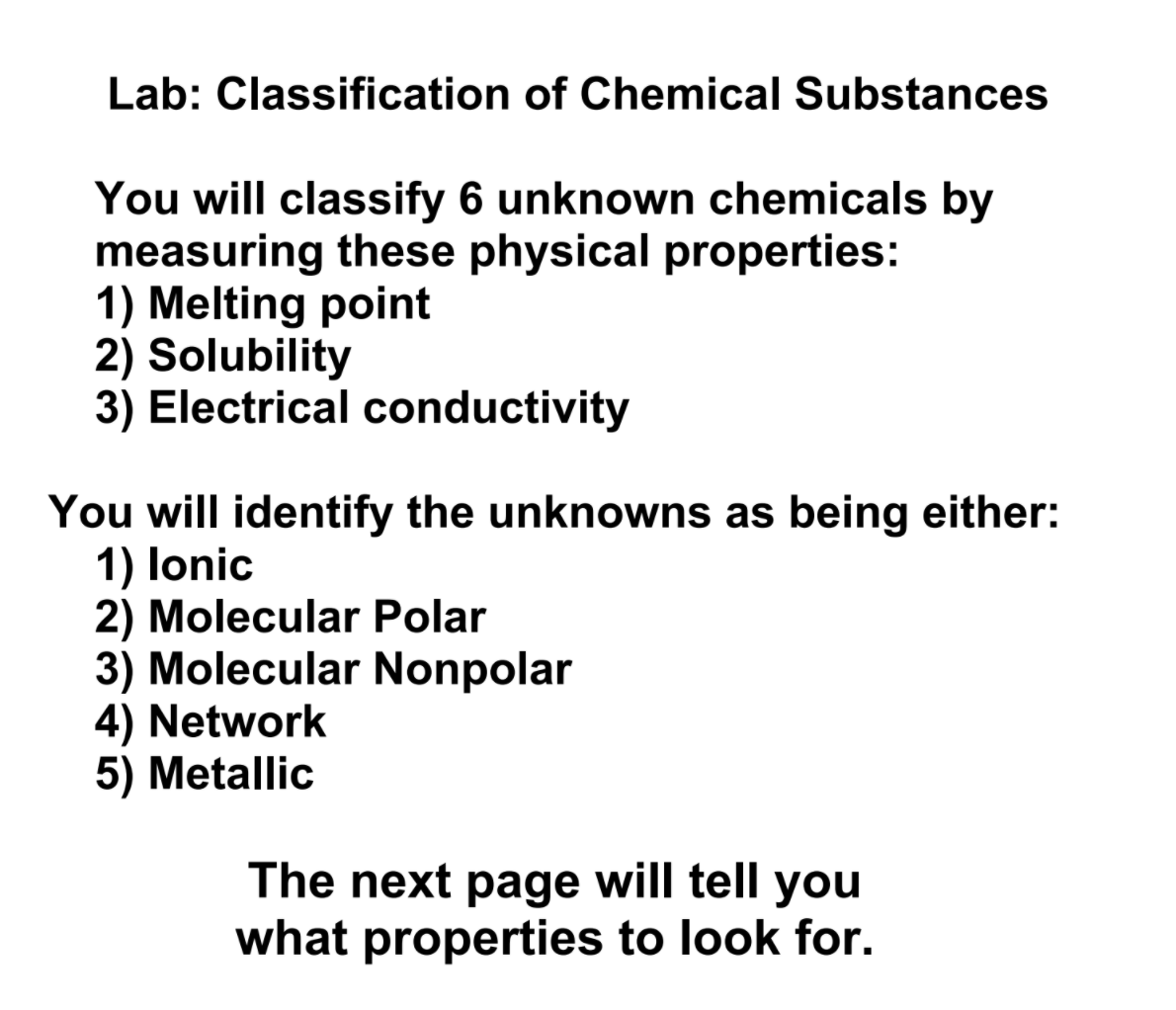 Lab: Classification of Chemical Substances You will | Chegg.com