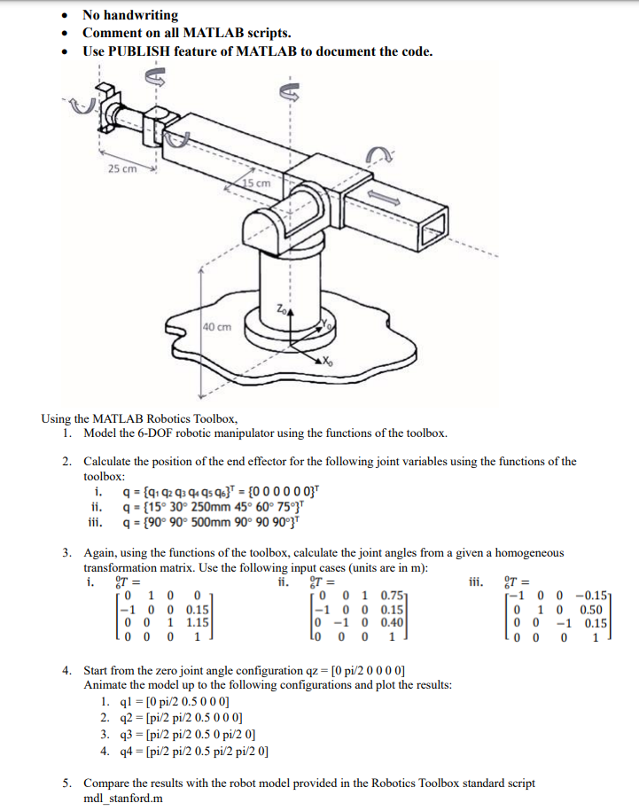 Solved Stanford arm dh and matlab | Chegg.com