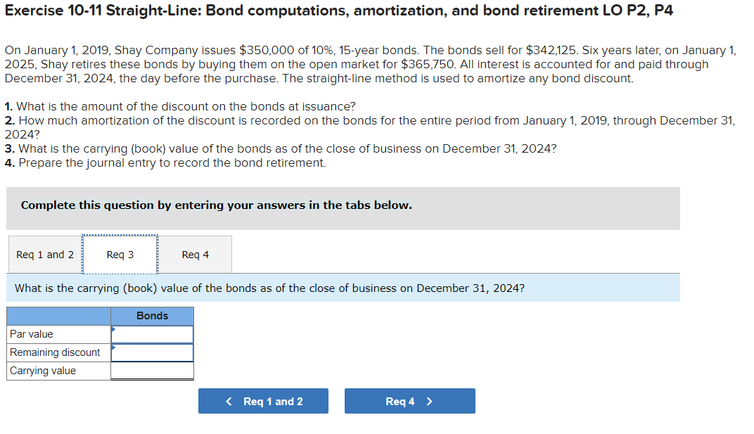 Solved Exercise 10-11 Straight-Line: Bond computations, | Chegg.com