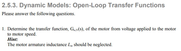 Solved 253 Dynamic Models Open Loop Transfer Functions 8147