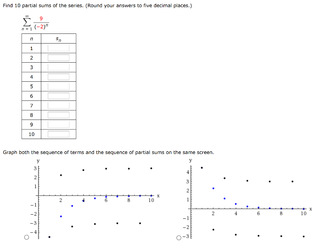 Solved Find 10 Partial Sums Of The Series Round Your