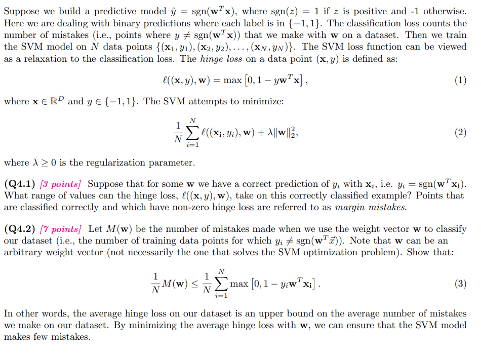 Suppose we build a predictive model û sgn(wtx), where | Chegg.com