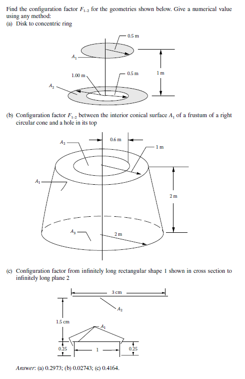 Find the configuration factor F- for the geometries | Chegg.com