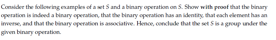 Solved Consider the following examples of a set S and a | Chegg.com