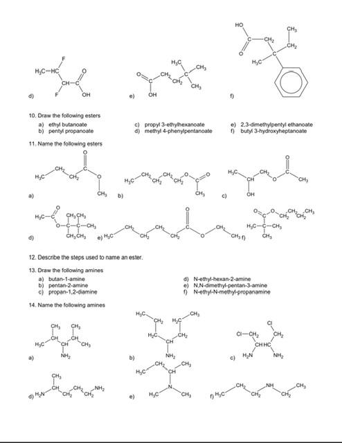 Solved 10. Draw the following esters a) ethyl butanoate c) | Chegg.com