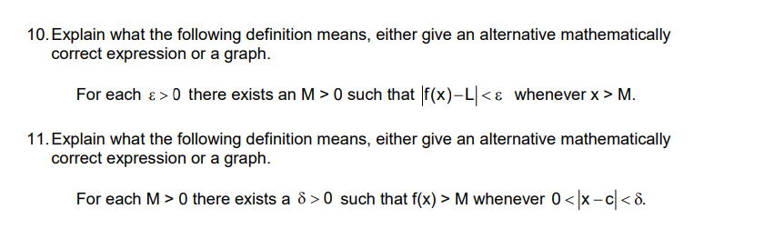 Solved 10. Explain what the following definition means, | Chegg.com