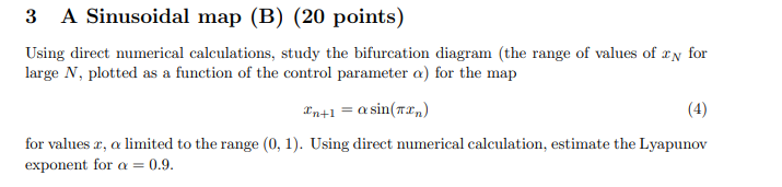 Solved 3 A Sinusoidal map (B) (20 points) Using direct | Chegg.com