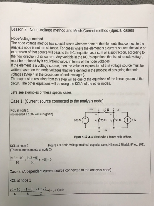 Solved Lesson 3: Node-Voltage method and Mesh-Current method | Chegg.com