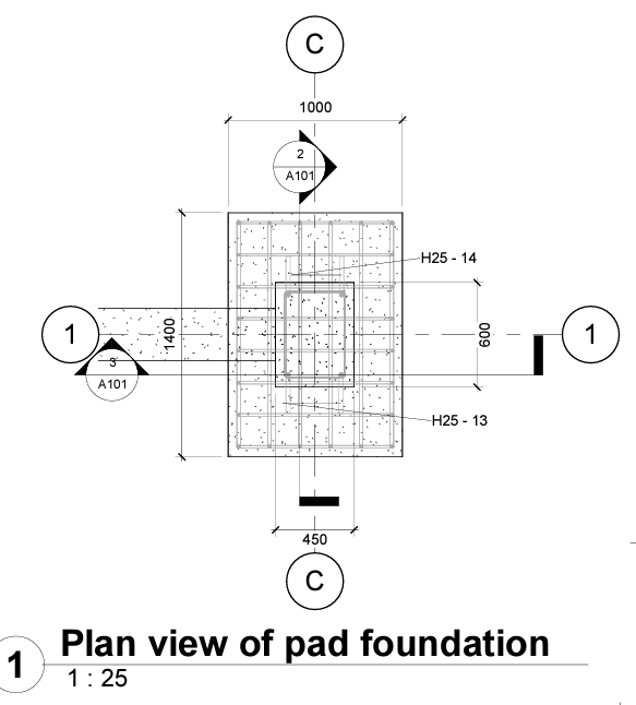 Solved (b) The plan view and cross-sections through a pad | Chegg.com