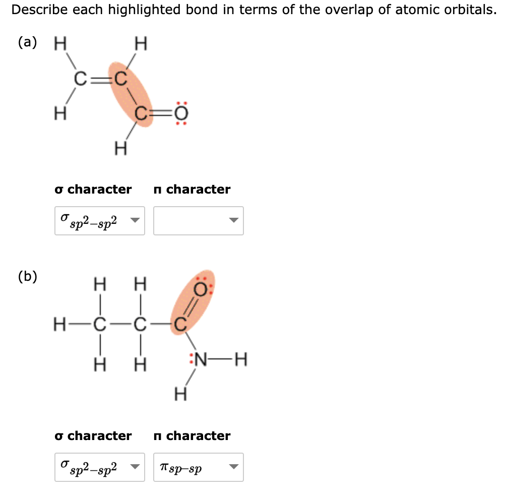 Solved Describe each highlighted bond in terms of the | Chegg.com