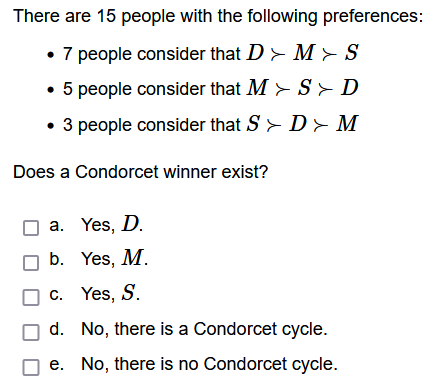 There are 15 people with the following preferences: - | Chegg.com