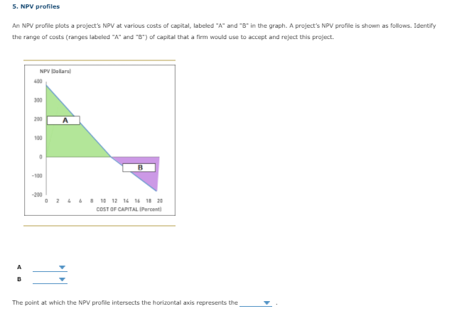 Solved 5. NPV profiles An NPV profile plots a project's NPV | Chegg.com