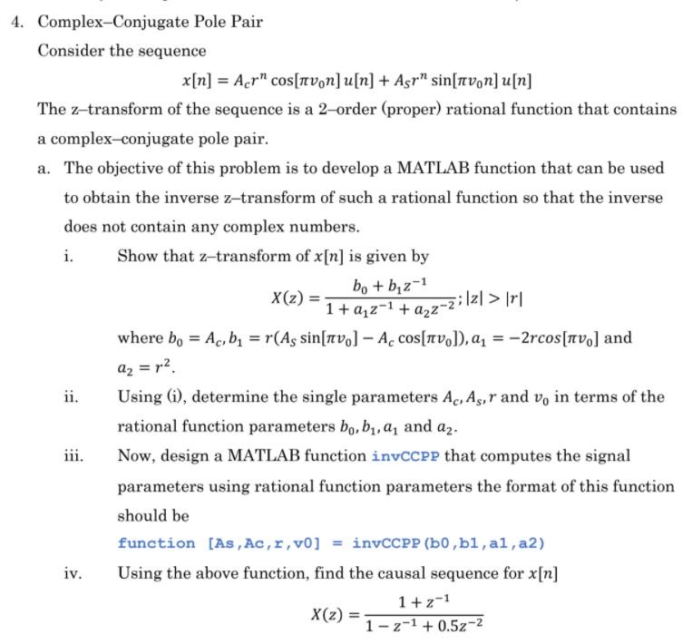 Solved 4. Complex-Conjugate Pole Pair Consider the sequence | Chegg.com