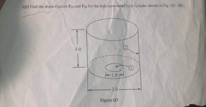 Solved Q3) ﻿Find the shape Factors F12 ﻿and F22 ﻿for the | Chegg.com