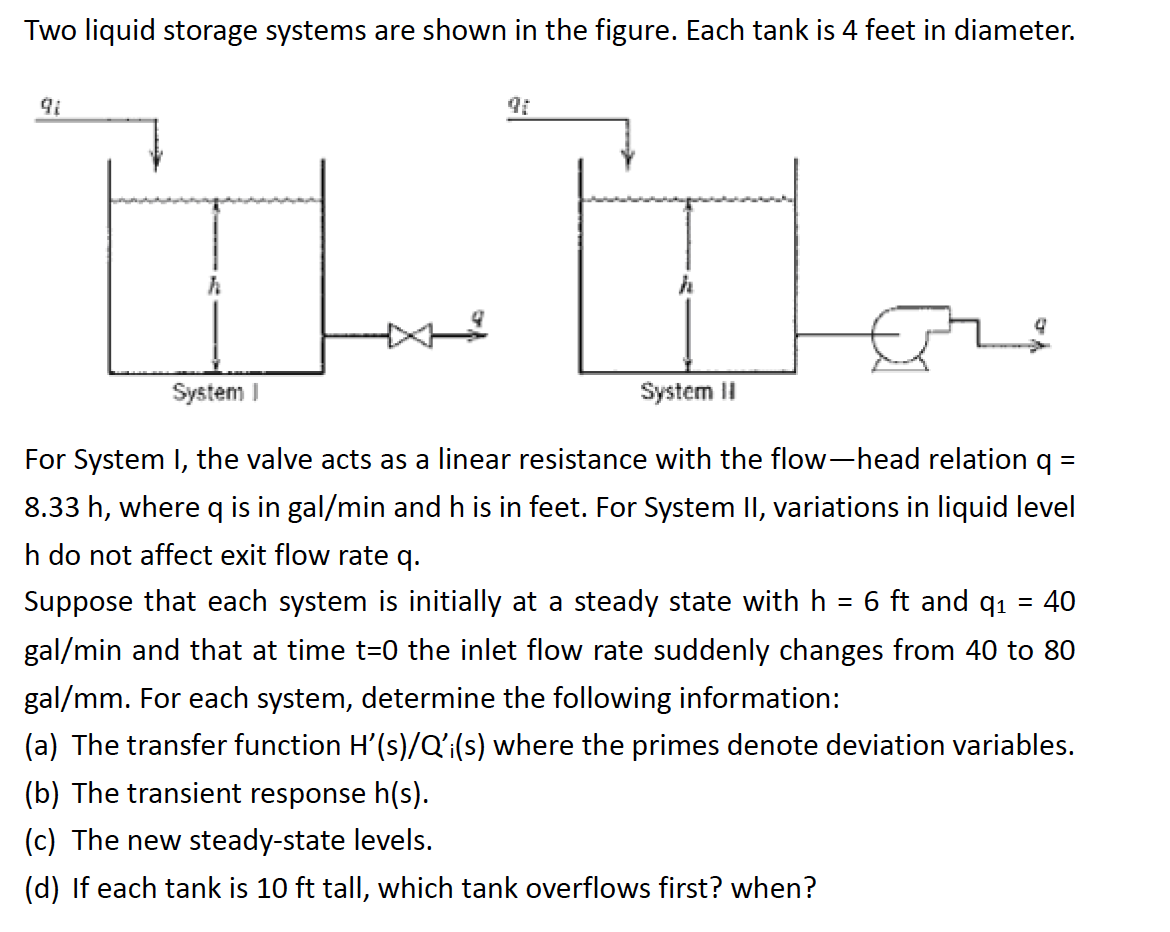 Solved Two liquid storage systems are shown in the figure. | Chegg.com