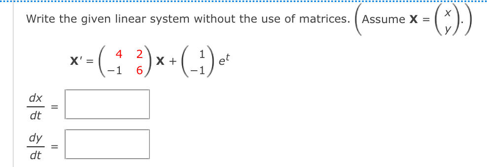 Solved Write the given linear system without the use of | Chegg.com