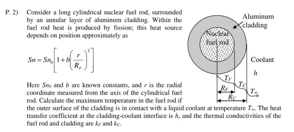 Solved P.2) Consider a long cylindrical nuclear fuel rod, | Chegg.com