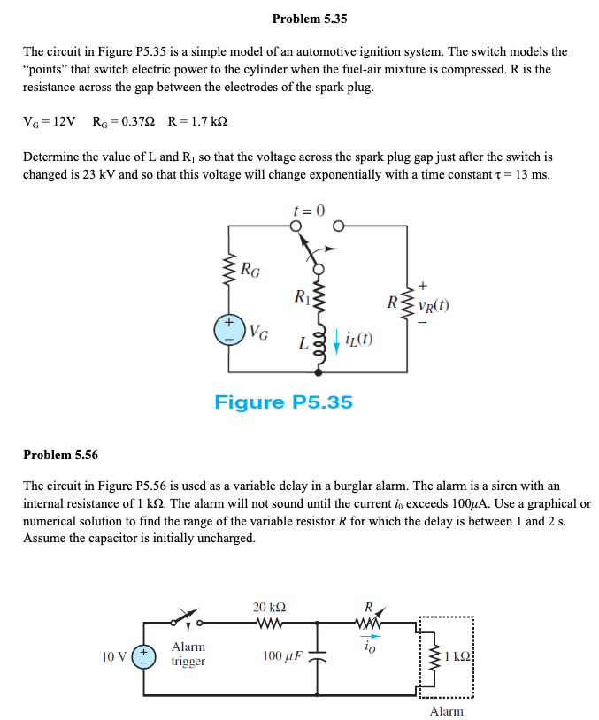 Solved Problem 5.35 The circuit in Figure P5.35 is a simple | Chegg.com