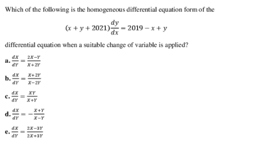 Solved Which of the following is the homogeneous | Chegg.com