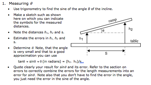 Solved ramp h2 le 1. Measuring e Use trigonometry to find | Chegg.com