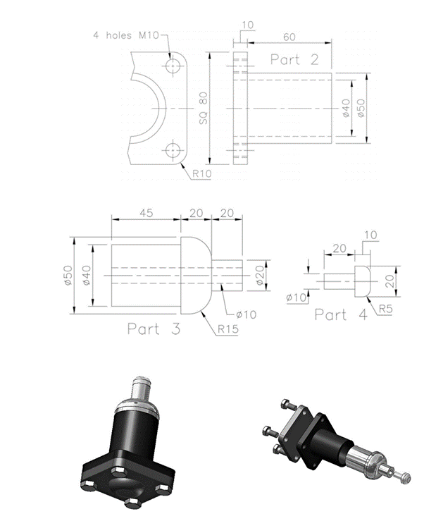 Draw the following assembly in Inventor | Chegg.com