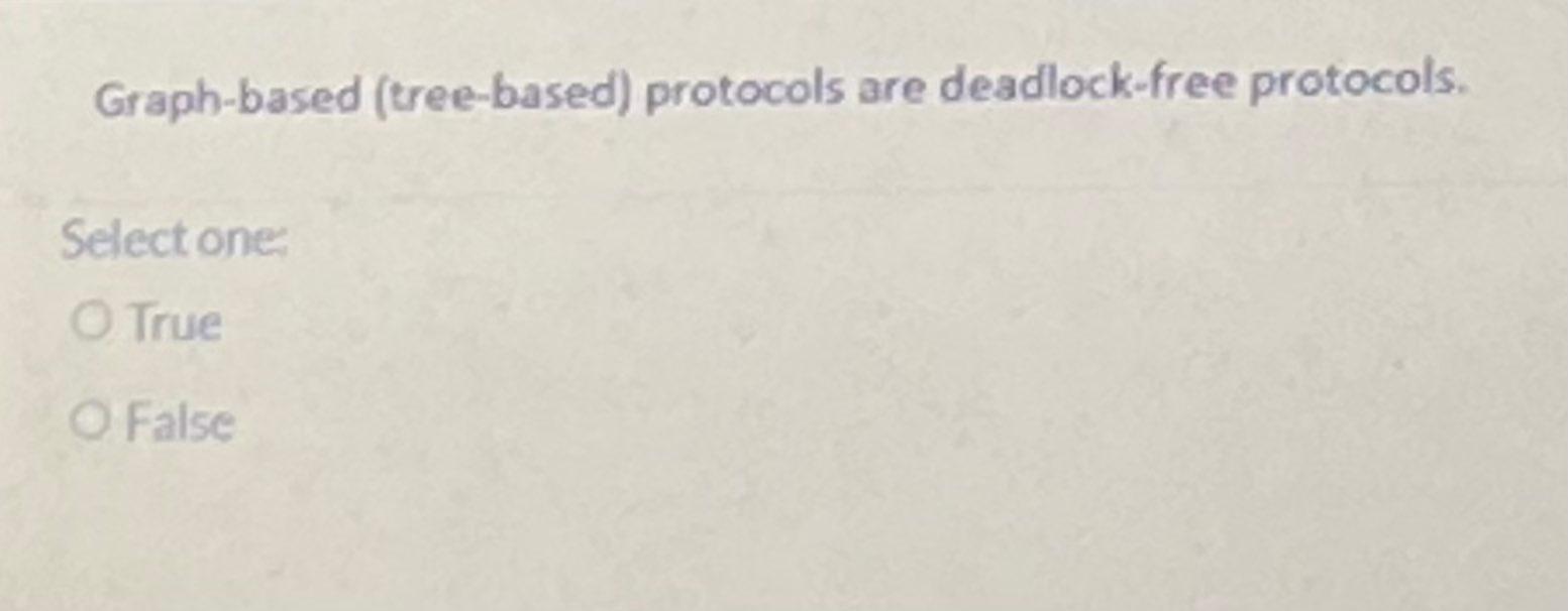 Solved Graph-based (tree-based) protocols are deadlock-free | Chegg.com