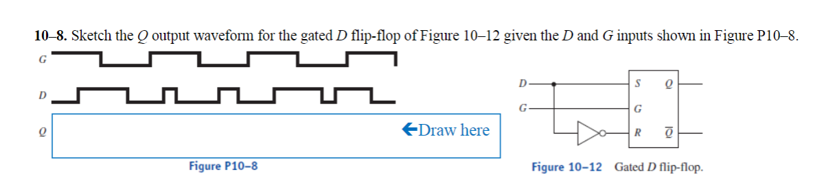 Solved 10-8. Sketch the Q output waveform for the gated D | Chegg.com