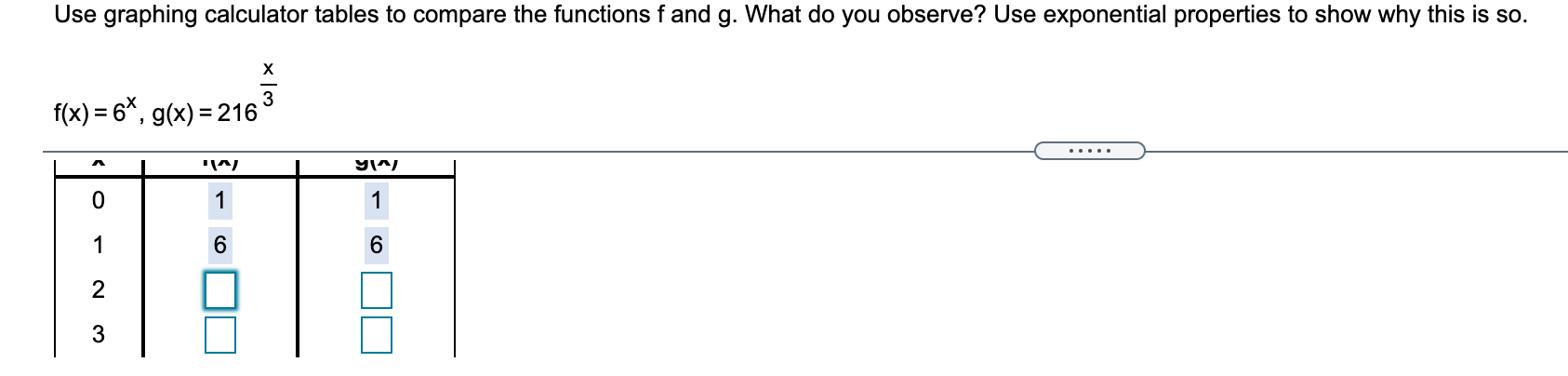 Solved Use graphing calculator tables to compare the | Chegg.com