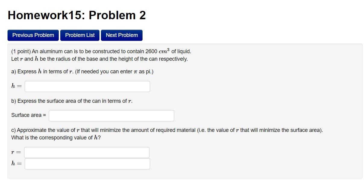 Solved Homework15 Problem 3 Previous Problem Problem List