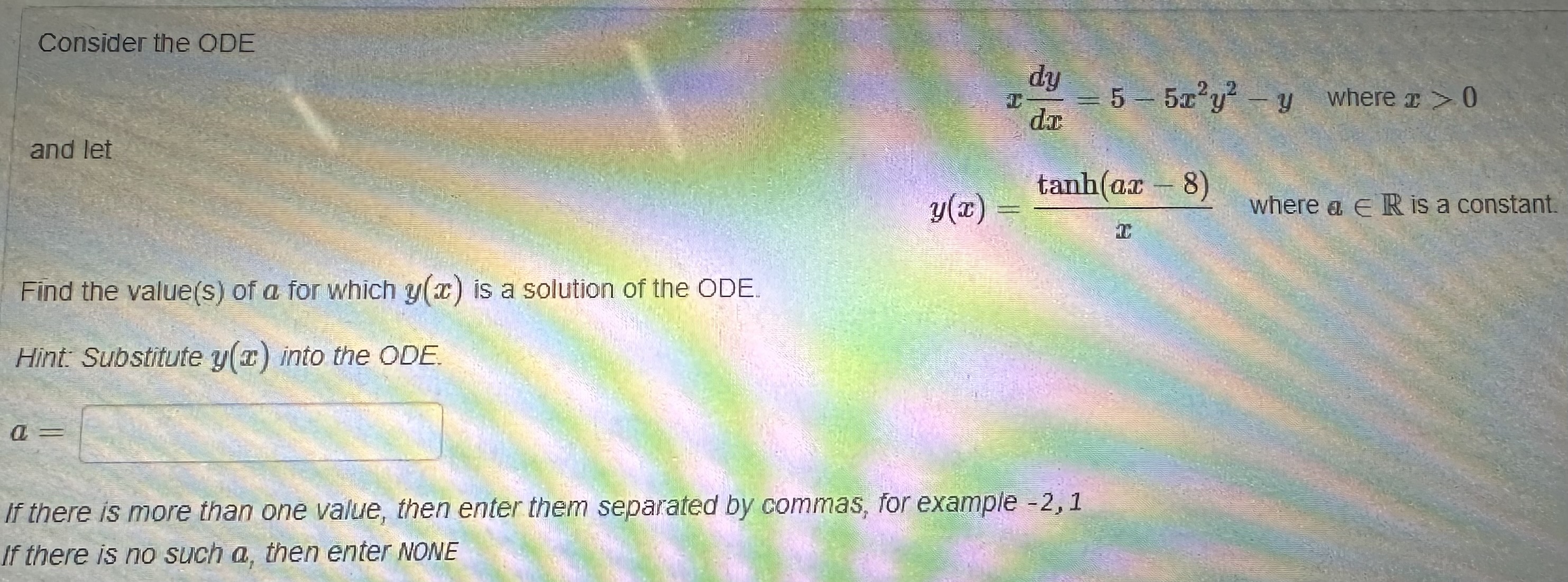 Solved Consider the ODE xdxdy=5−5x2y2−y where x>0 and let | Chegg.com