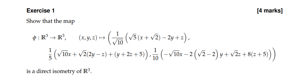 Solved Exercise 1 [4 marks] Show that the map x, y,Z) H is a | Chegg.com