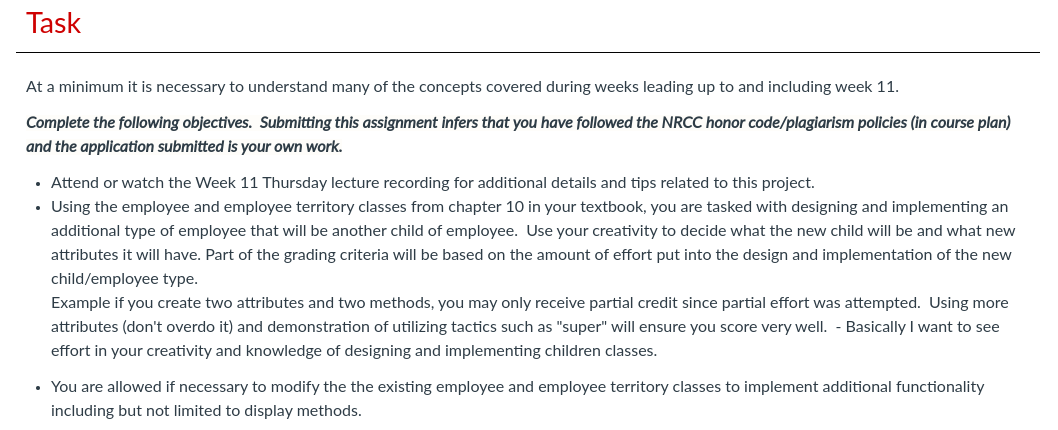 Solved IDE Assignment #4 - Employee Inheritance - • Points | Chegg.com