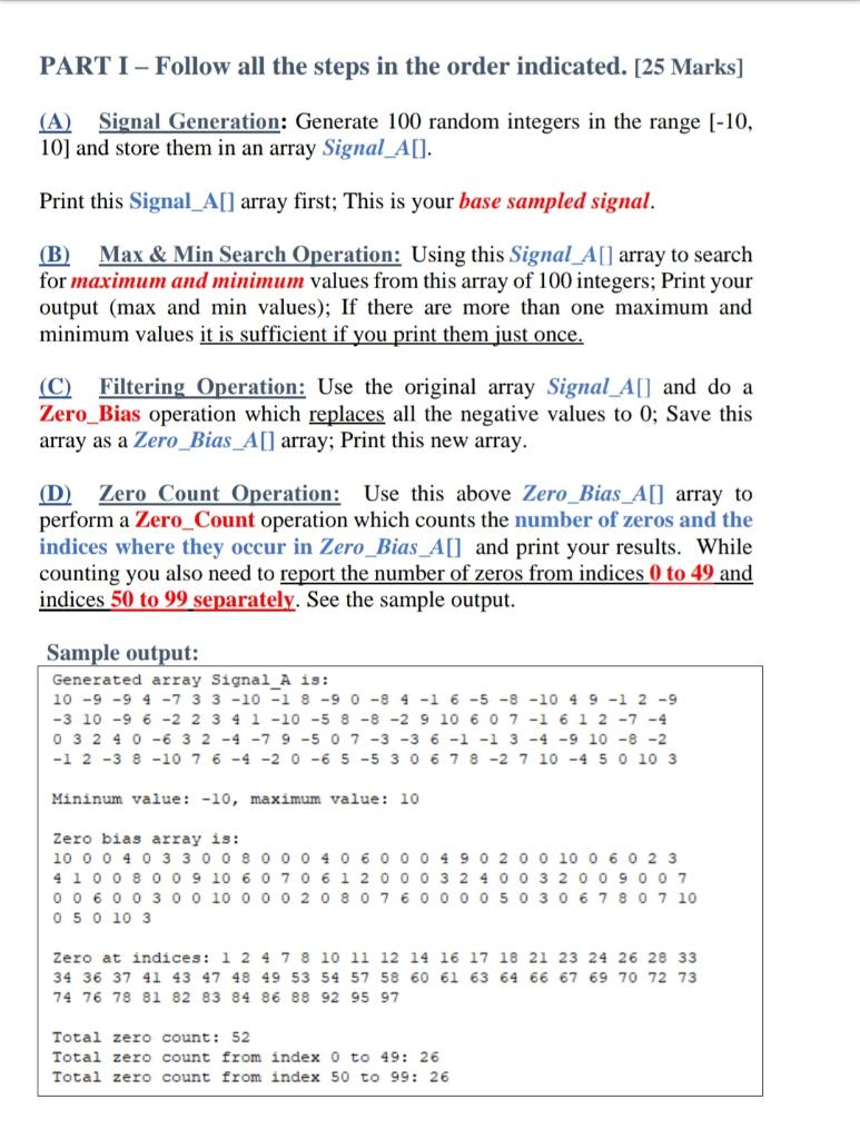 Solved PART I - Follow all the steps in the order indicated. | Chegg.com