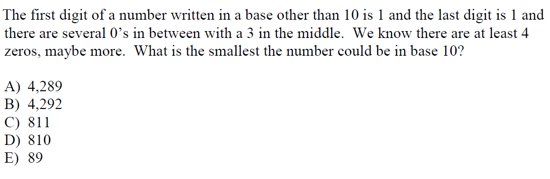 Solved The first digit of a number written in a base other | Chegg.com