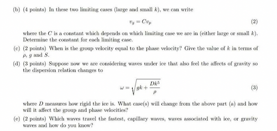 Solved ω=gk+ρSk3 where ω is the angular frequency of the | Chegg.com